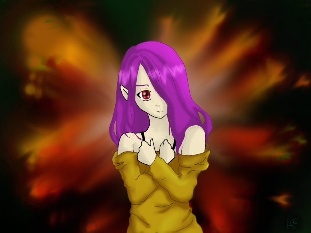 Purple Haired Elf By Goldngoddess